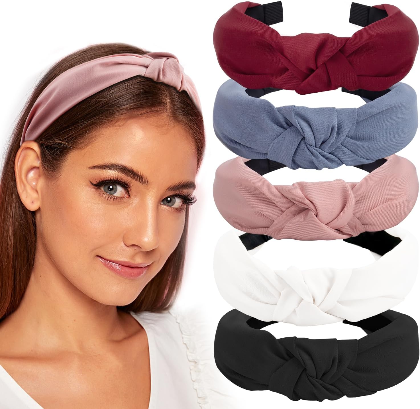 Amazon.com : Deoot 5 Pack Wide Fabric Knotted Headbands for Women ...