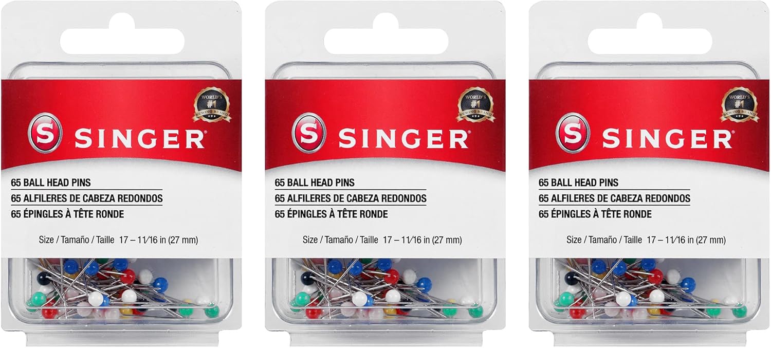 Amazon.com: Singer Ball Head Straight Pins, Size 17, 65-Count (3 Pack)