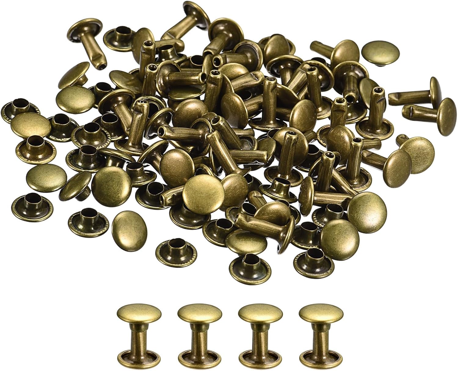 Amazon.com: uxcell 100 Sets Leather Rivets, 6x8mm Double Cap Rivets ...
