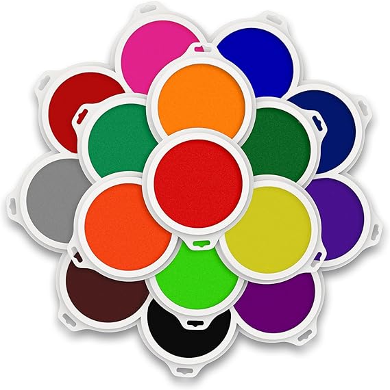 Amazon.com: Washable Ink Pads For Kids 16 Colors Large 18CM Fingerprint ...