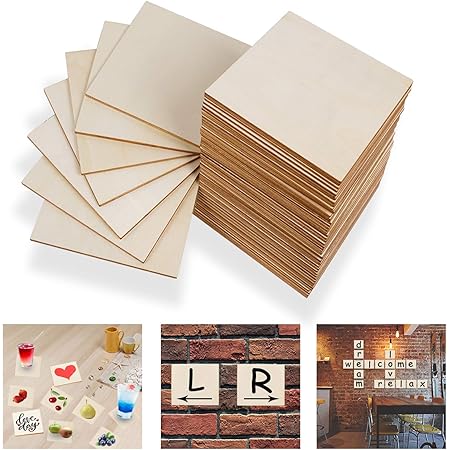 Amazon.com: 36 Pack 5x5 Wooden Squares for Crafts, Unfinished Wood ...