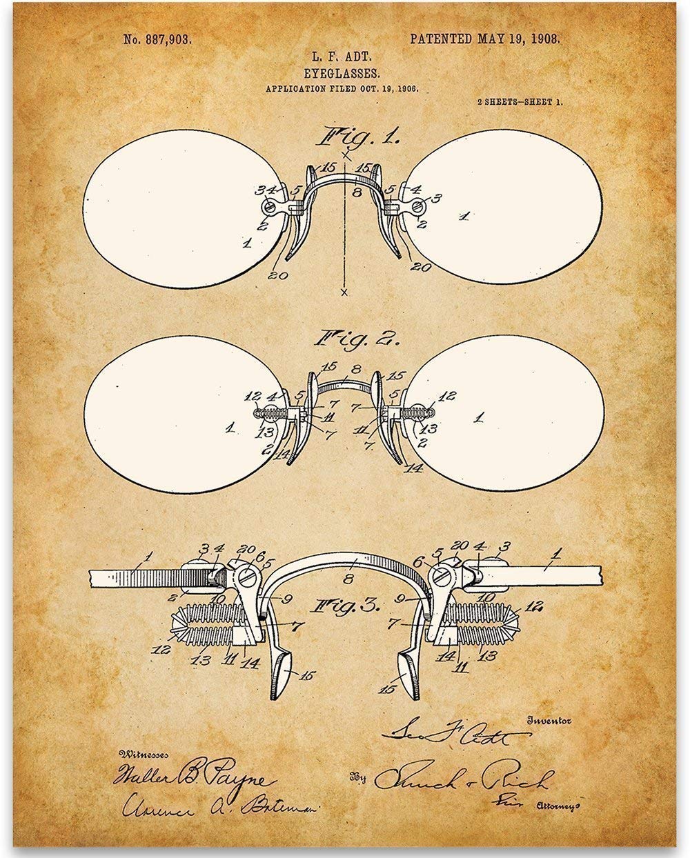 Amazon.com: Eye Glasses Patent Print - Classic Optometry Art Poster ...