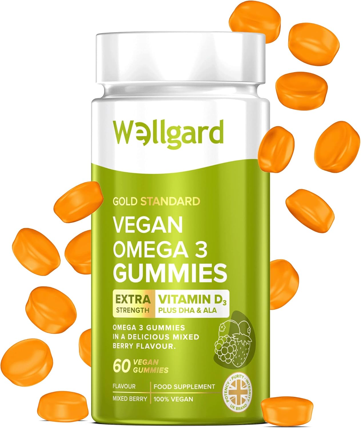 Wellgard Vegan Omega 3 Gummies by Wellgard - Chewable Algae-Derived DHA ...