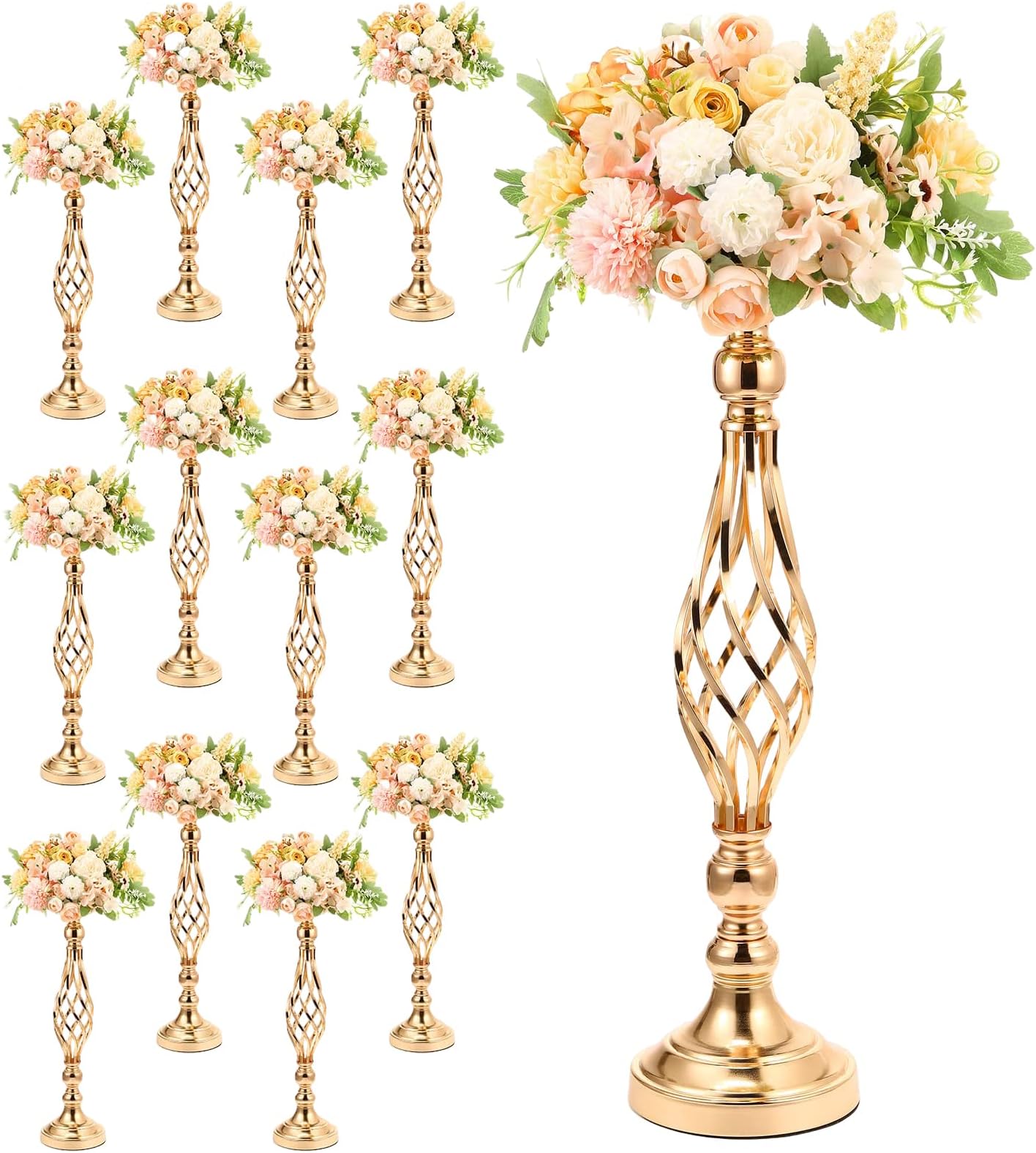 Amazon.com: Didaey 12 Pcs Gold Metal Flower Wedding Centerpieces Stand ...
