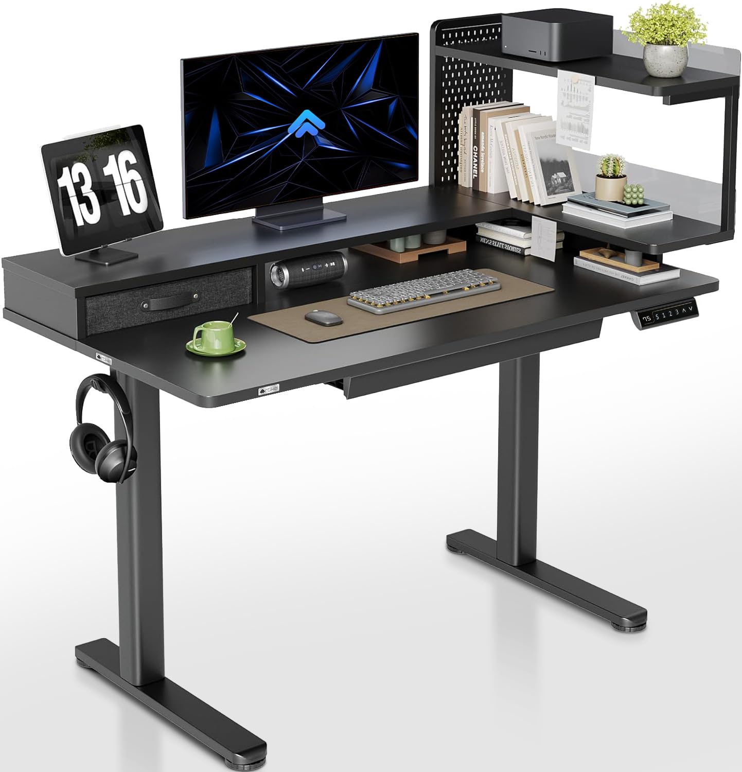 ARTIKEL Stackon Electric Height Adjustable Standing Desk with Shelves ...