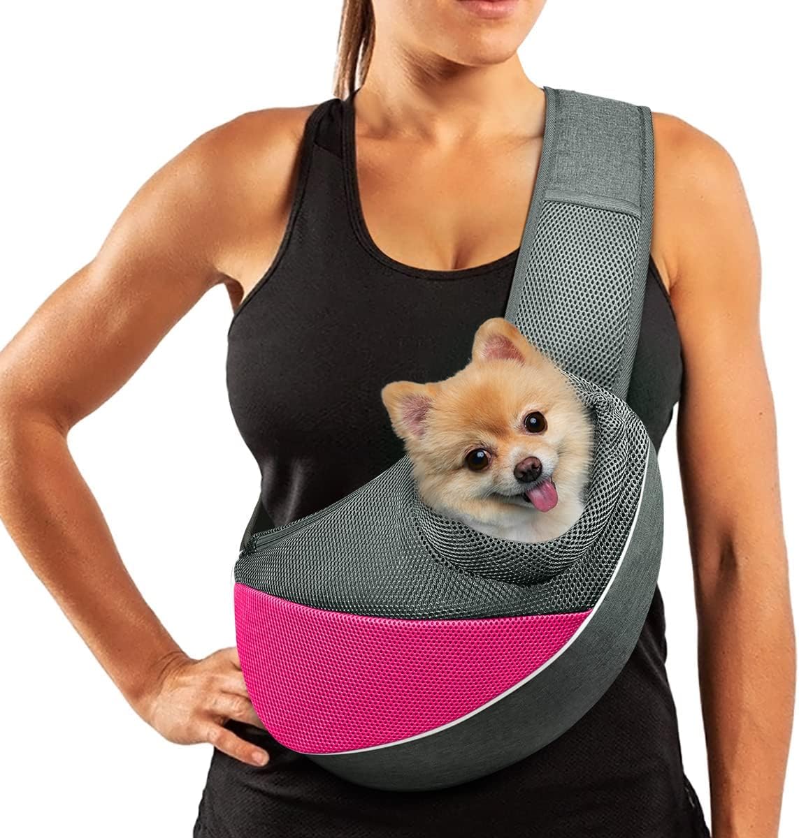 Amazon.com : AOFOOK Dog Sling Carrier Anti - Pinch Hair Adjustable ...