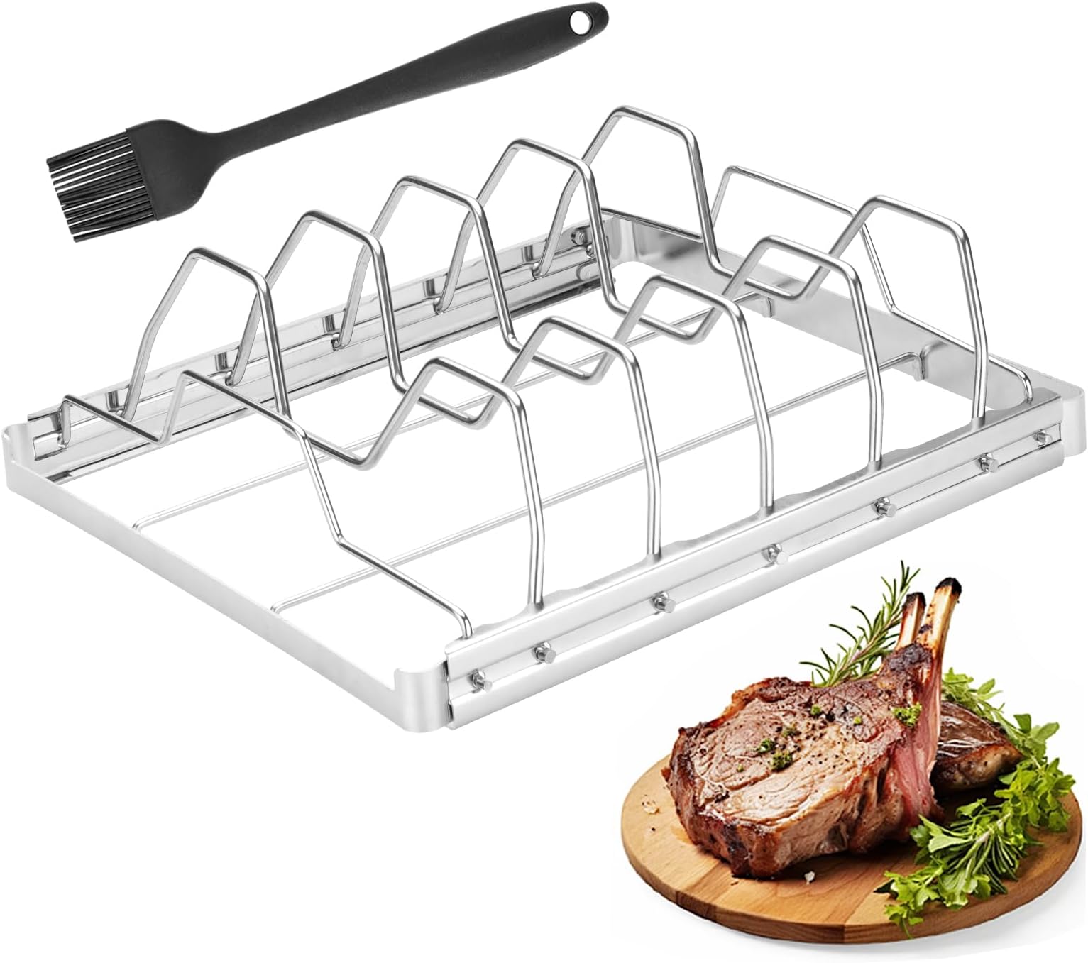 Amazon.com : Royal Gourmet KL1106 Non-Stick Rib Rack, Holds 4 Rib Racks ...