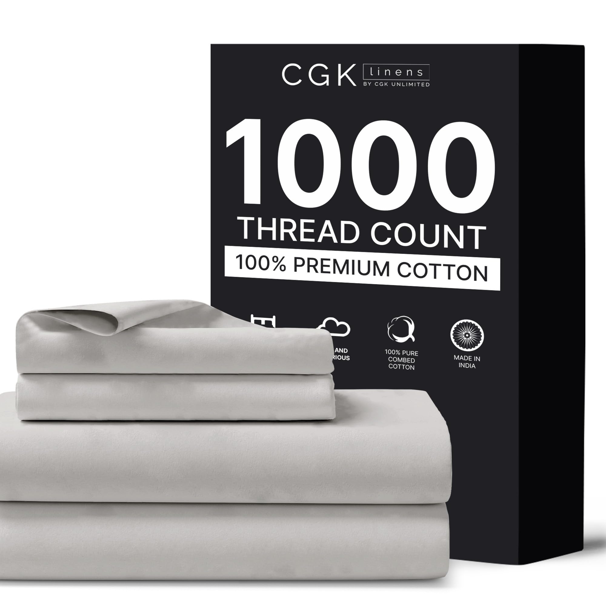 Amazon.com: 1000 Thread Count Sheet Set - 100% Cotton Bed Sheets - Softer Than Egyptian Cotton ...