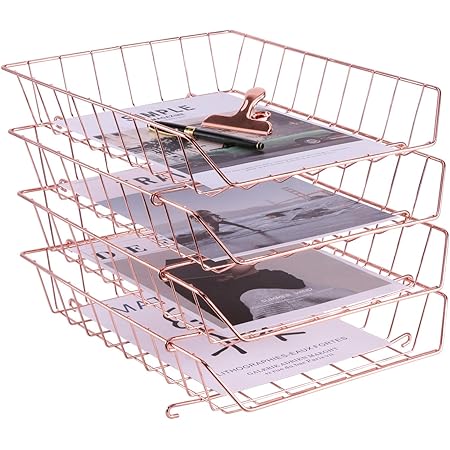 Simmer Stone Stackable File Tray, 4 Tier Paper Organizer Tray, Wire ...
