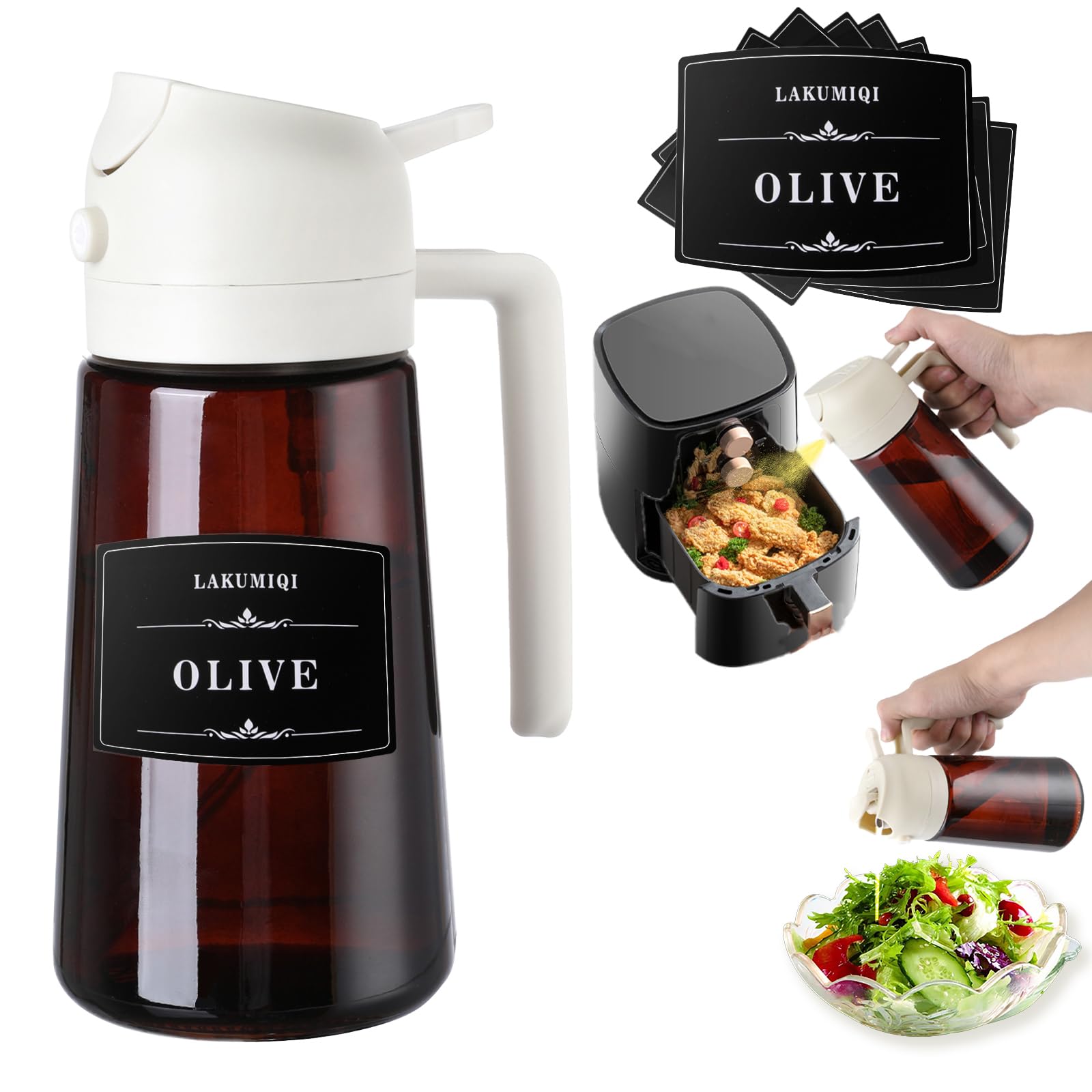 Amazon.com: Kitchen Upgraded Made 2 in 1 Oil Dispenser Glass Oil ...