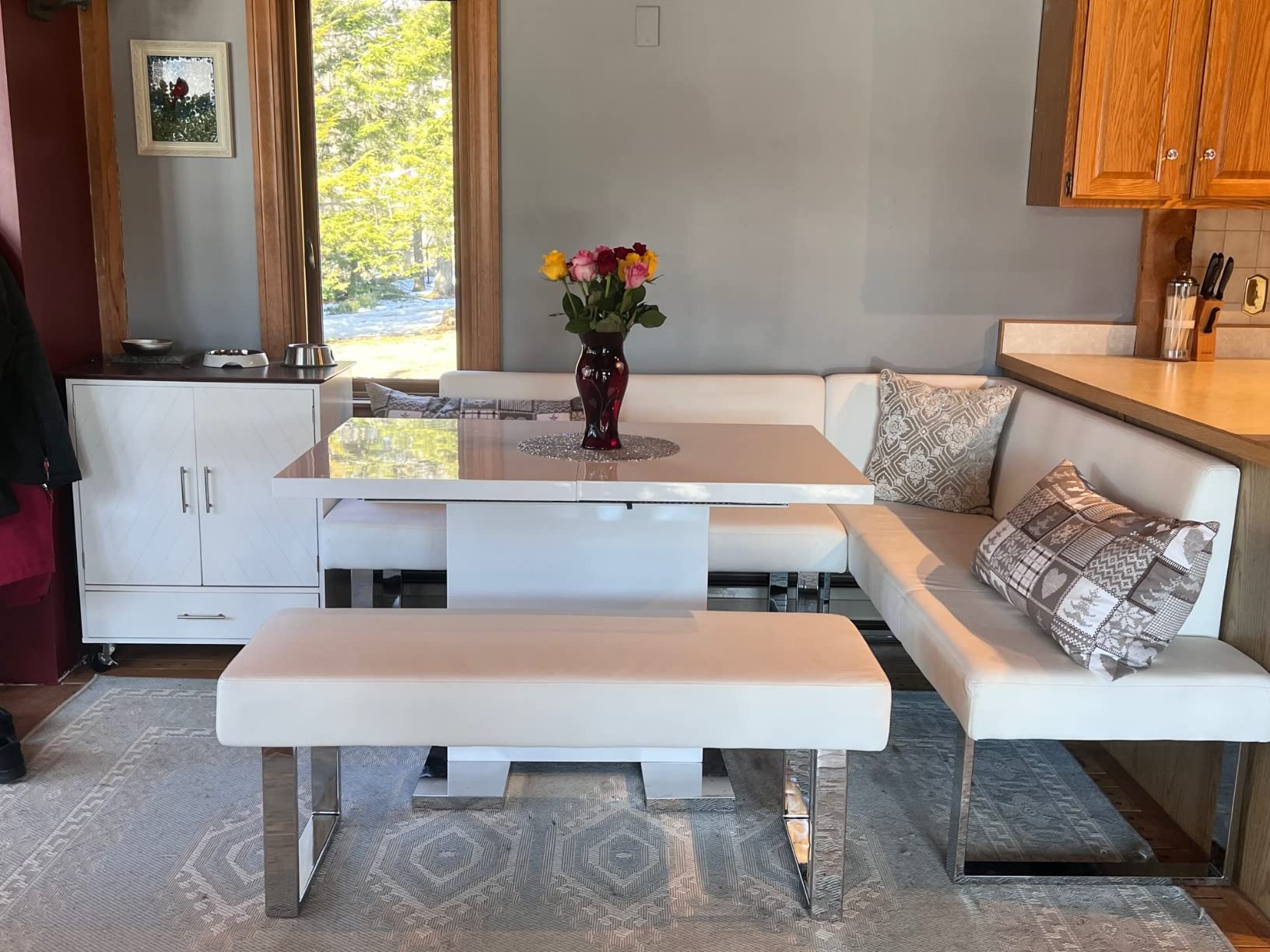 $33/mo - Finance Armen Living Amanda Bench in Grey Faux Leather and ...