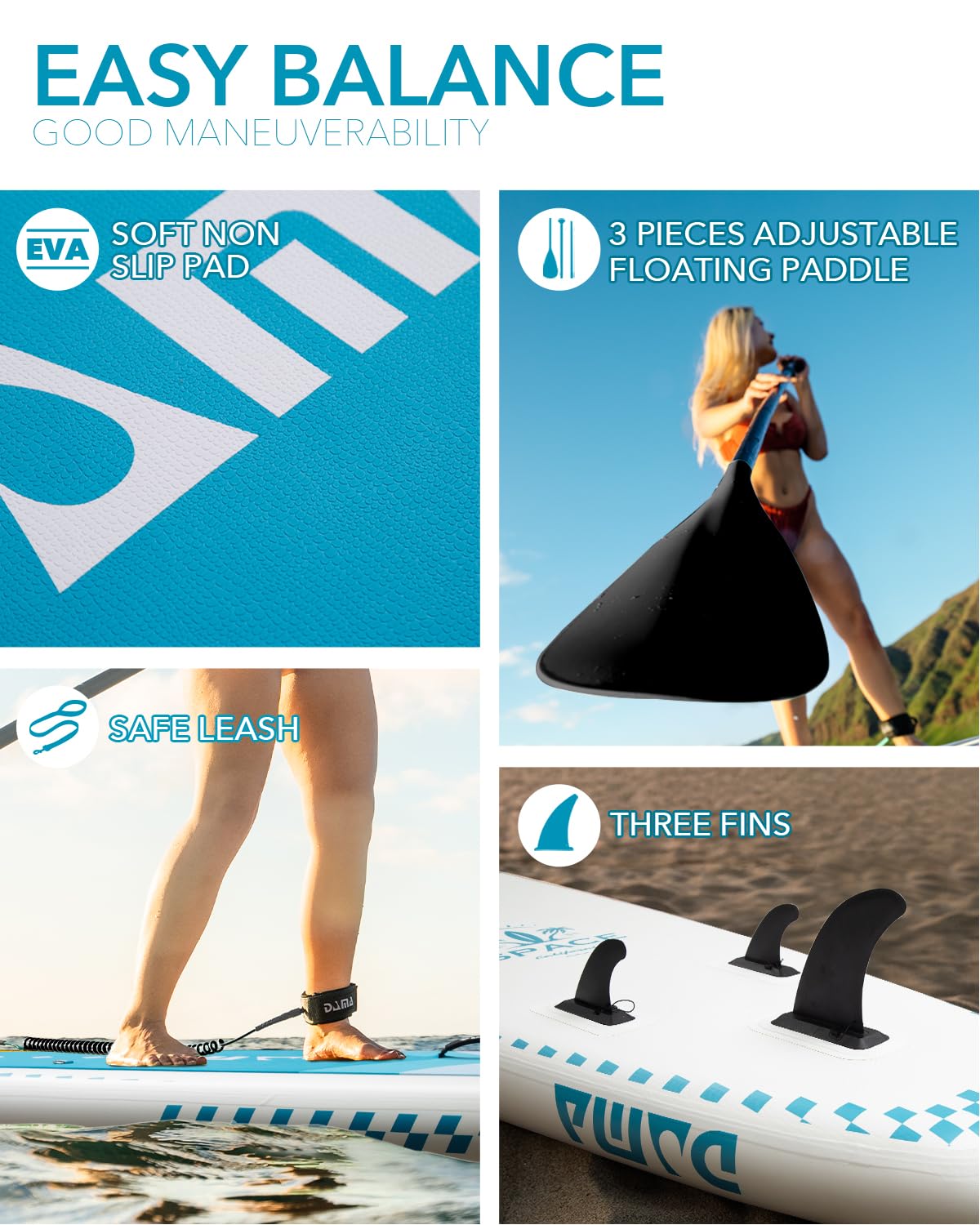 DAMA 11’*34’*6’空気入りパドル、大人パドル、超高、軽量で耐久性があり、空気入りが便利で、デザインが多様で、機能がそろっており、高級部品、黒を装備している。 Amazon | DAMA 11'*34'*6'空気入りパドル、大人パドル、超高、軽量で