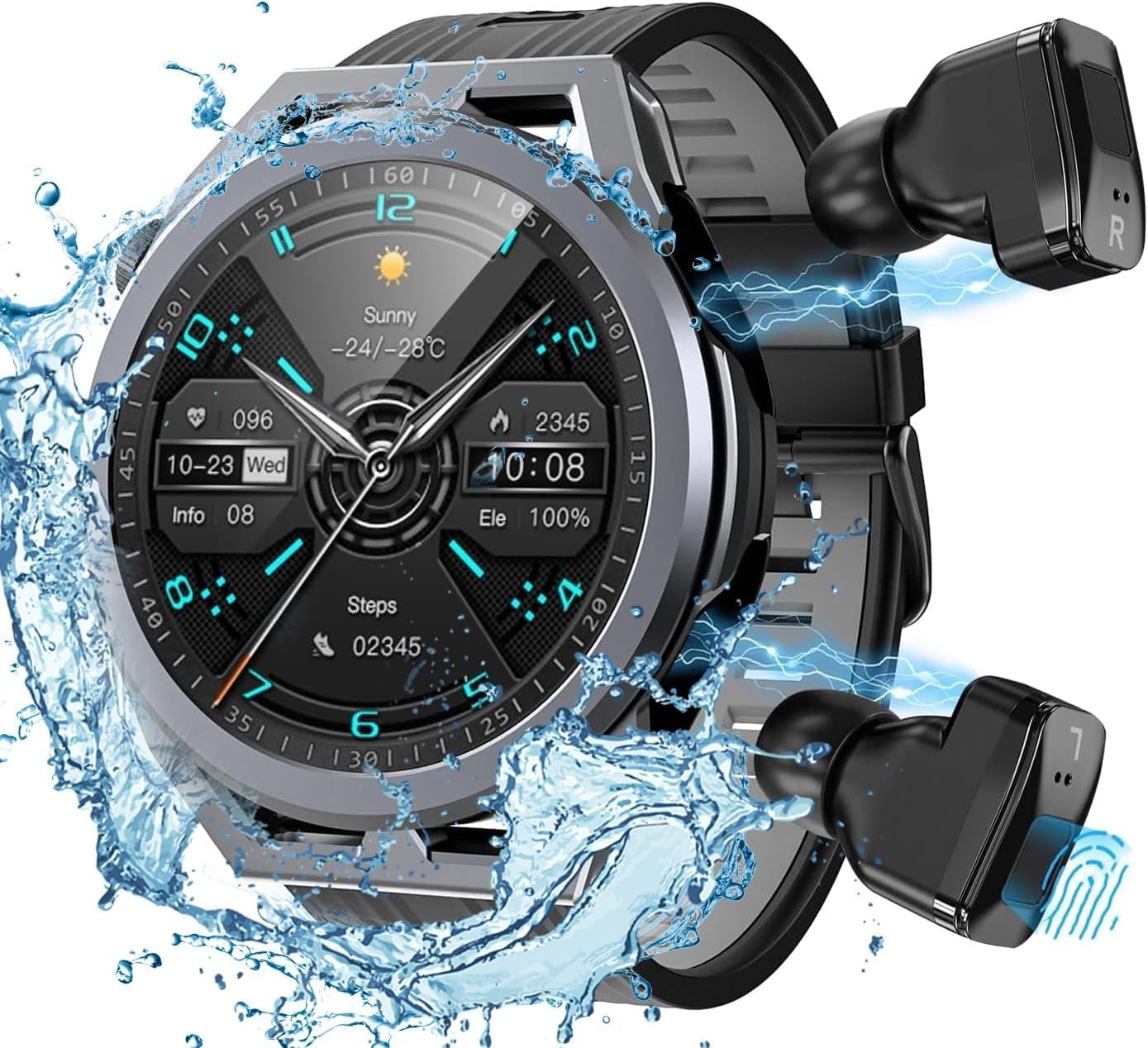 Amazon.com: W@nyou Smart Watch with Earbuds, 1.53 inch Round Fitness ...