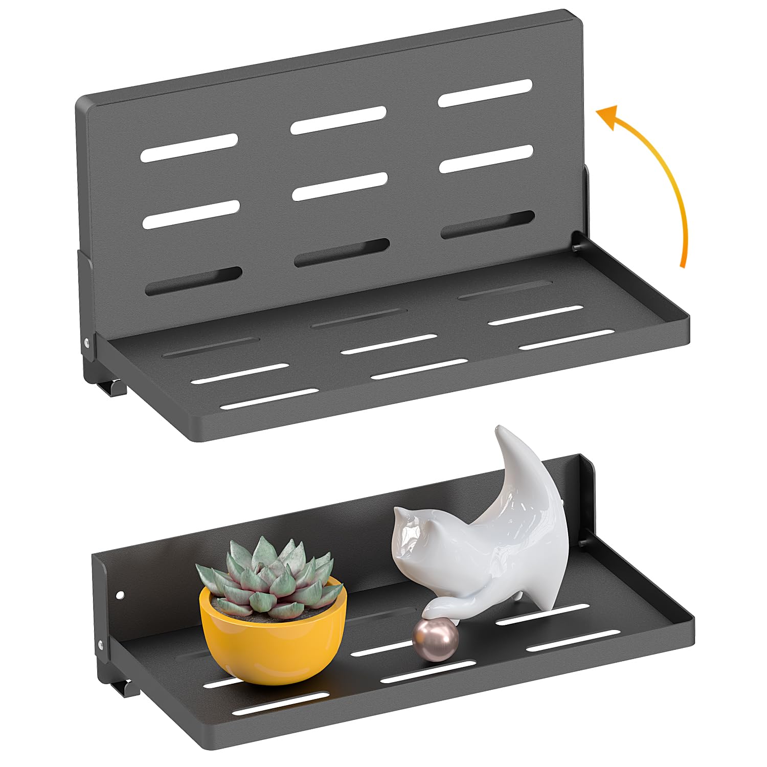 Amazon.com: SKIKEN Small Folding Wall Shelf with Hooks, Wall Mounted 2 ...