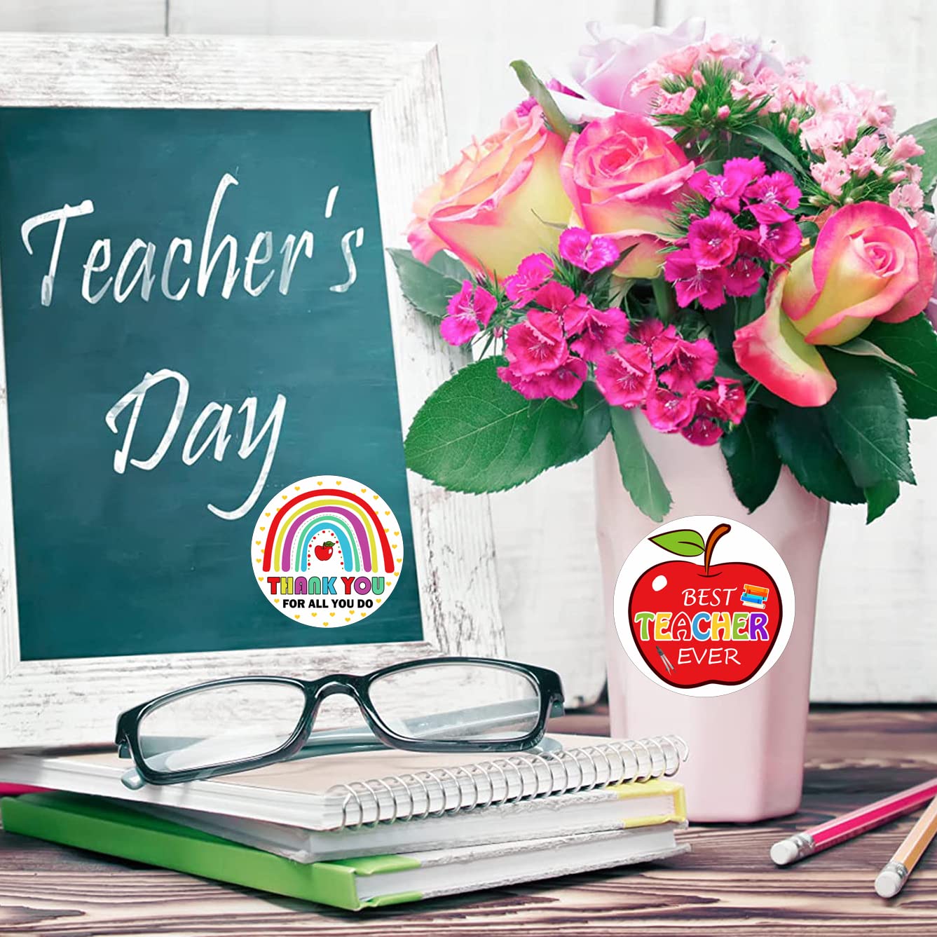 180pcs Thank You Teacher Labels 2 inch Teachers Day Appreciation Gifts ...