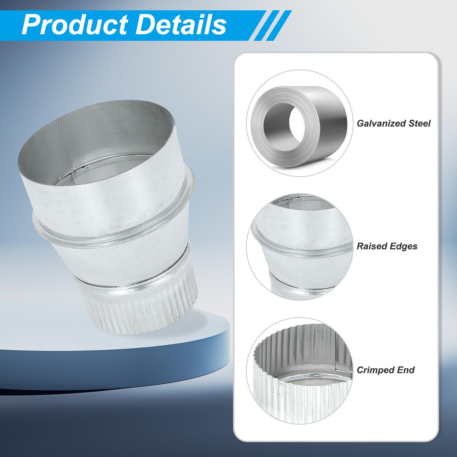 PATIKIL 4 Inch to 3 Inch Duct Reducer, Galvanized Steel Round Air Duct ...