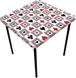 Amazon.com: JOSKAA Square Elastic Edge Fitted Tablecloth, Playing Card ...
