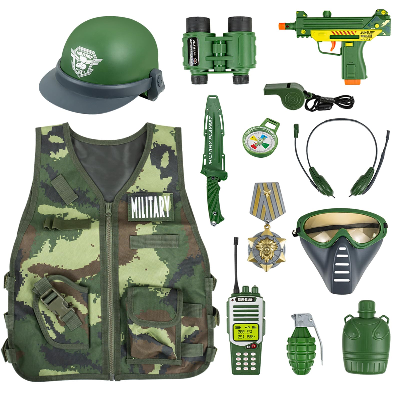 Snapklik.com : 13 Pcs Army Costume For Boys 6-8 3-5, Kids Army Toys ...