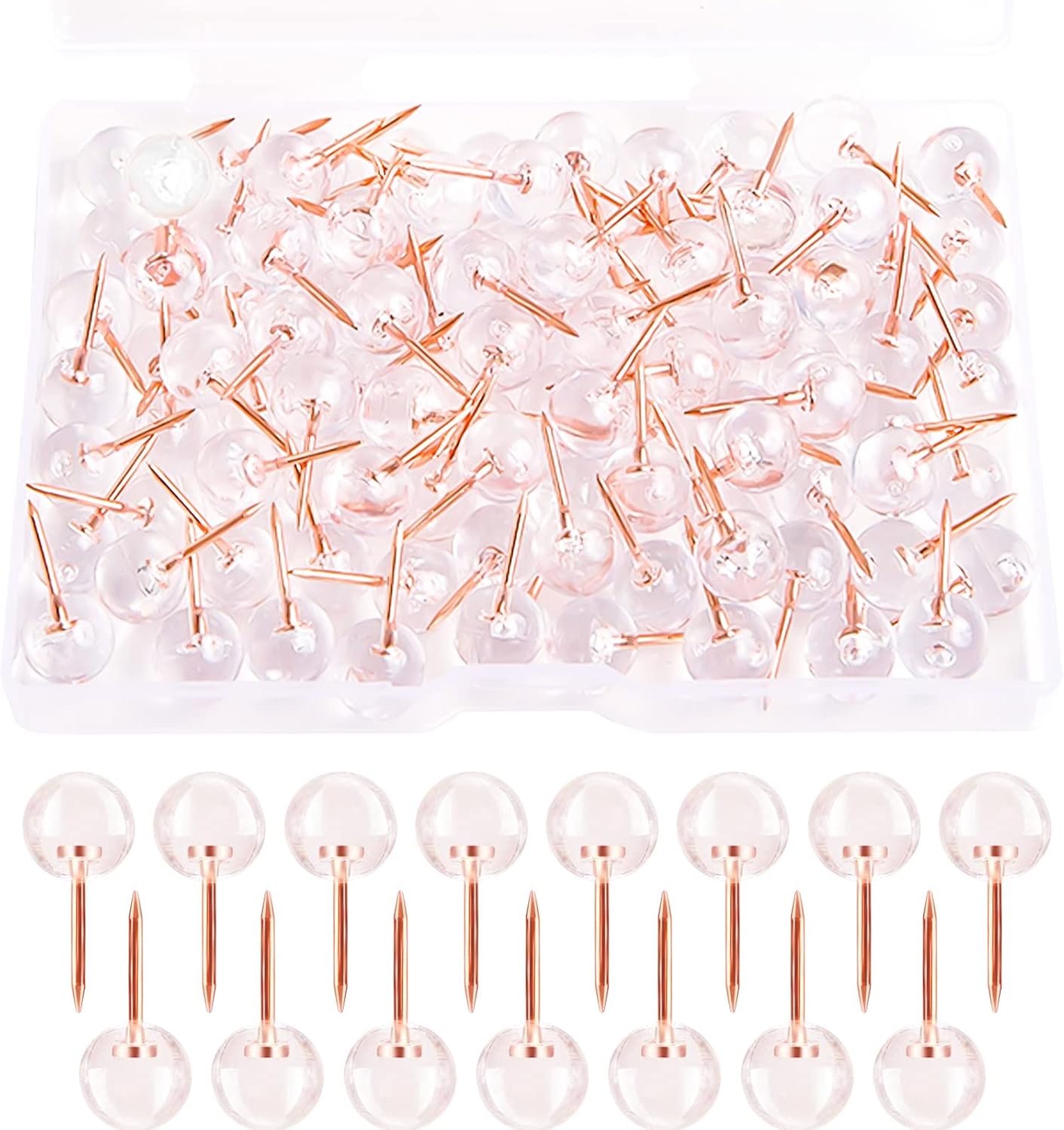 Amazon.com: Clear Round Push Pins 100 Pcs Round Head Thumb Tacks for ...