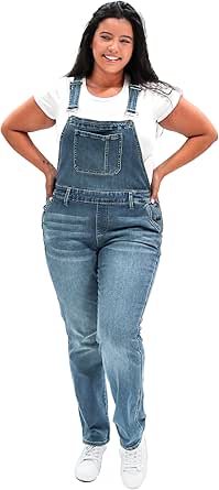 Amazon.com: SLINK - Premium Women's Plus Size Stretch Denim Overall ...