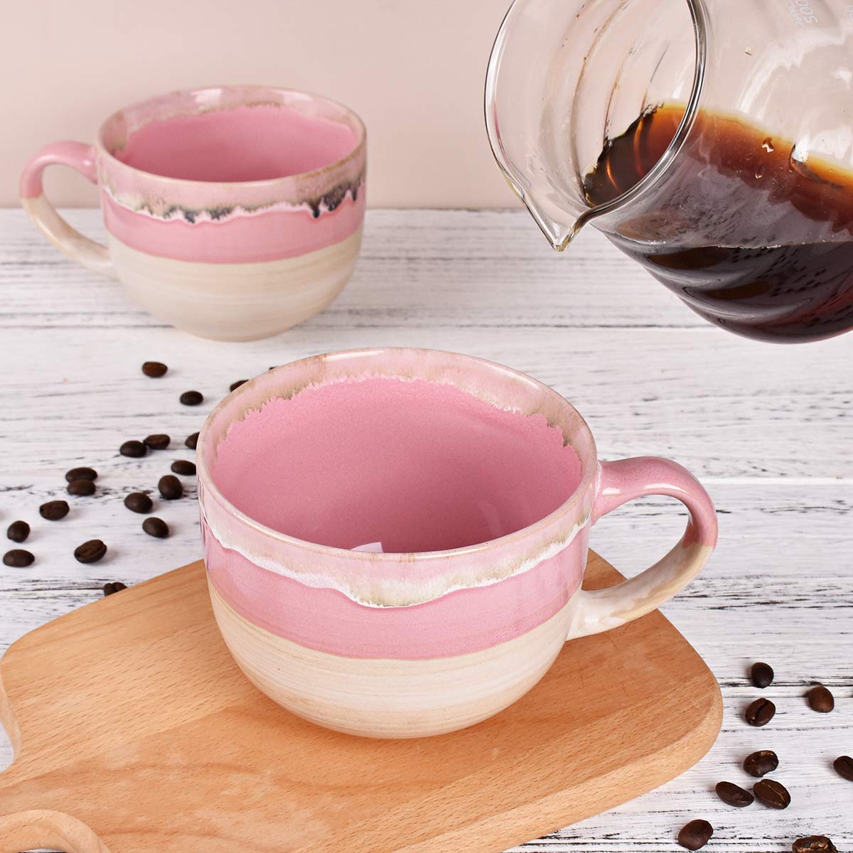Snapklik.com : Bosmarlin Large Ceramic Coffee Mug Set Of 2, Stoneware ...
