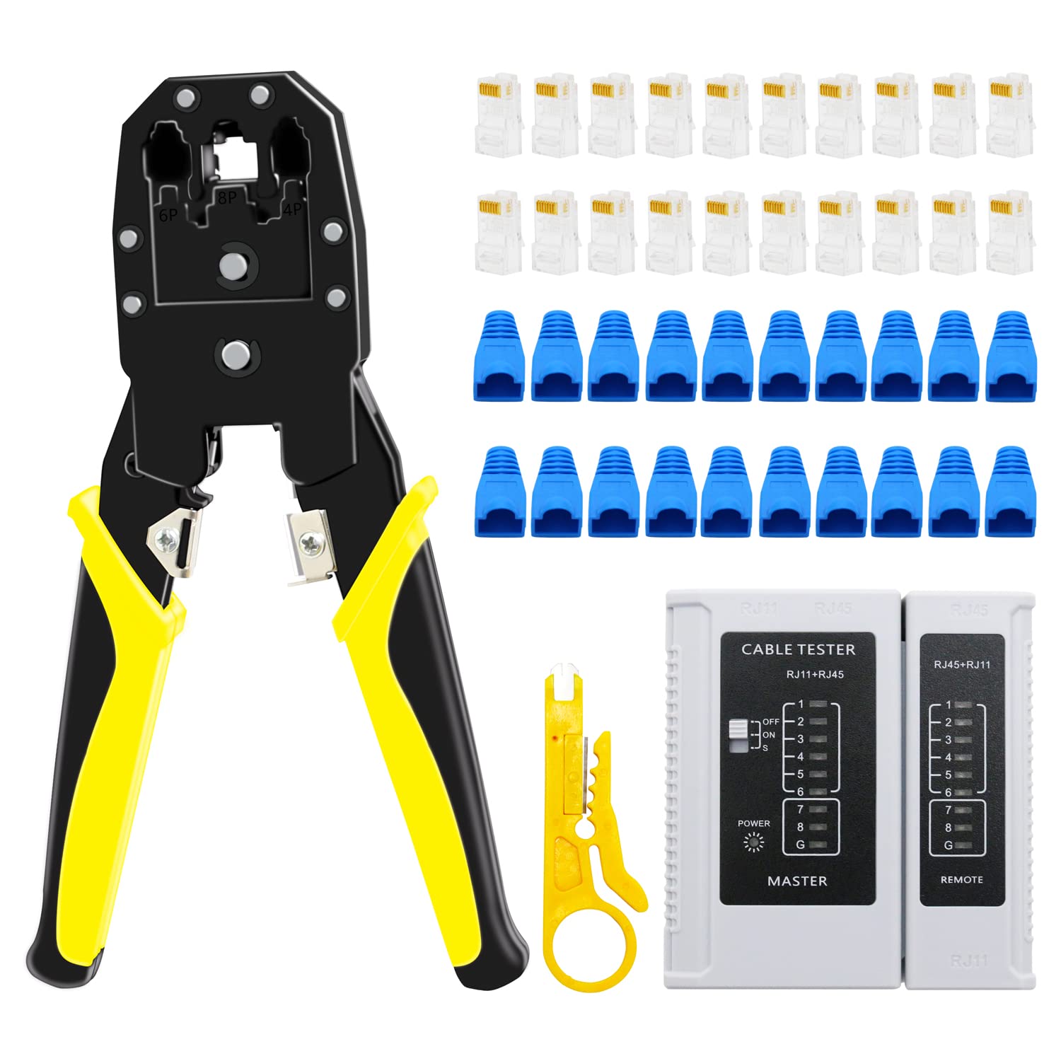 Zhuge RJ45 Crimp Tool Kit Cat5e Cat5 Crimping Tool Ethernet Crimping ...