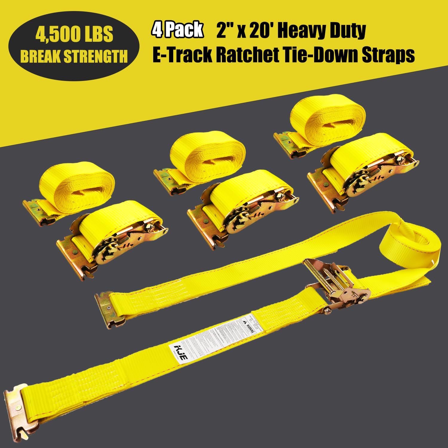 Snapklik.com : E-Track Ratchet Straps, 4 Pack 2" X20 Heavy Duty Cargo ...