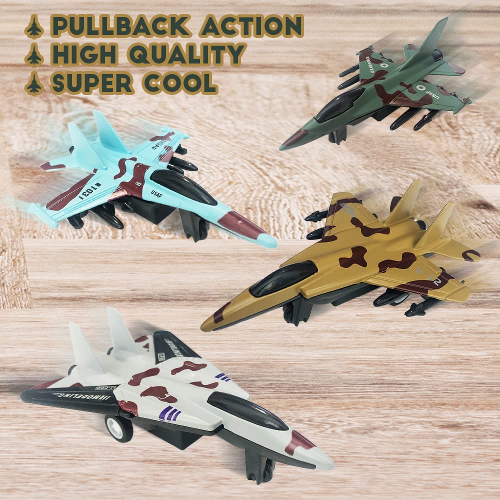 ArtCreativity Diecast Fighter Jets, Pullback Mechanism, Set of 4 ...