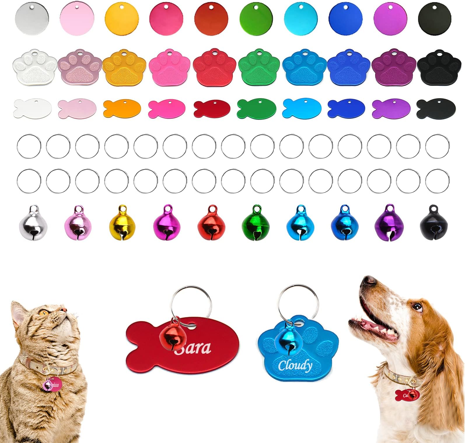 HACRAHO Blank Pet ID Tag, 30 PCS Colorful Blank Dog ID Tags Aluminum ...