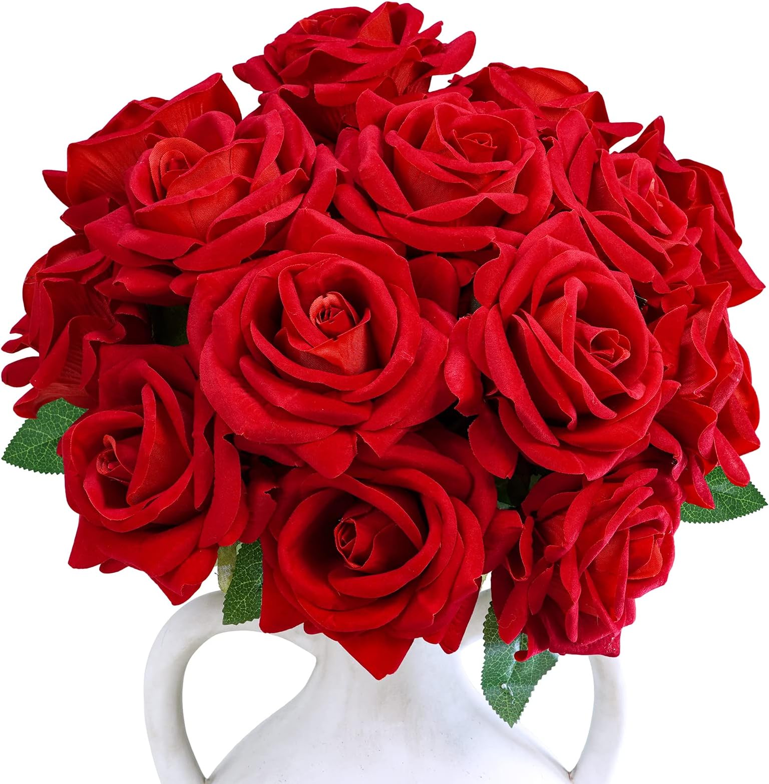 Amazon.com: Winlyn 15 Pcs Real Looking Artificial Red Roses with Long ...