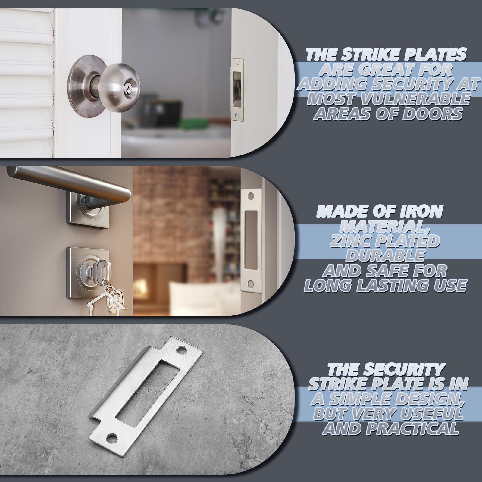 Iron Security Plate 4-Pack Universal Deadbolt Strike Plates - 4-7/8 ...
