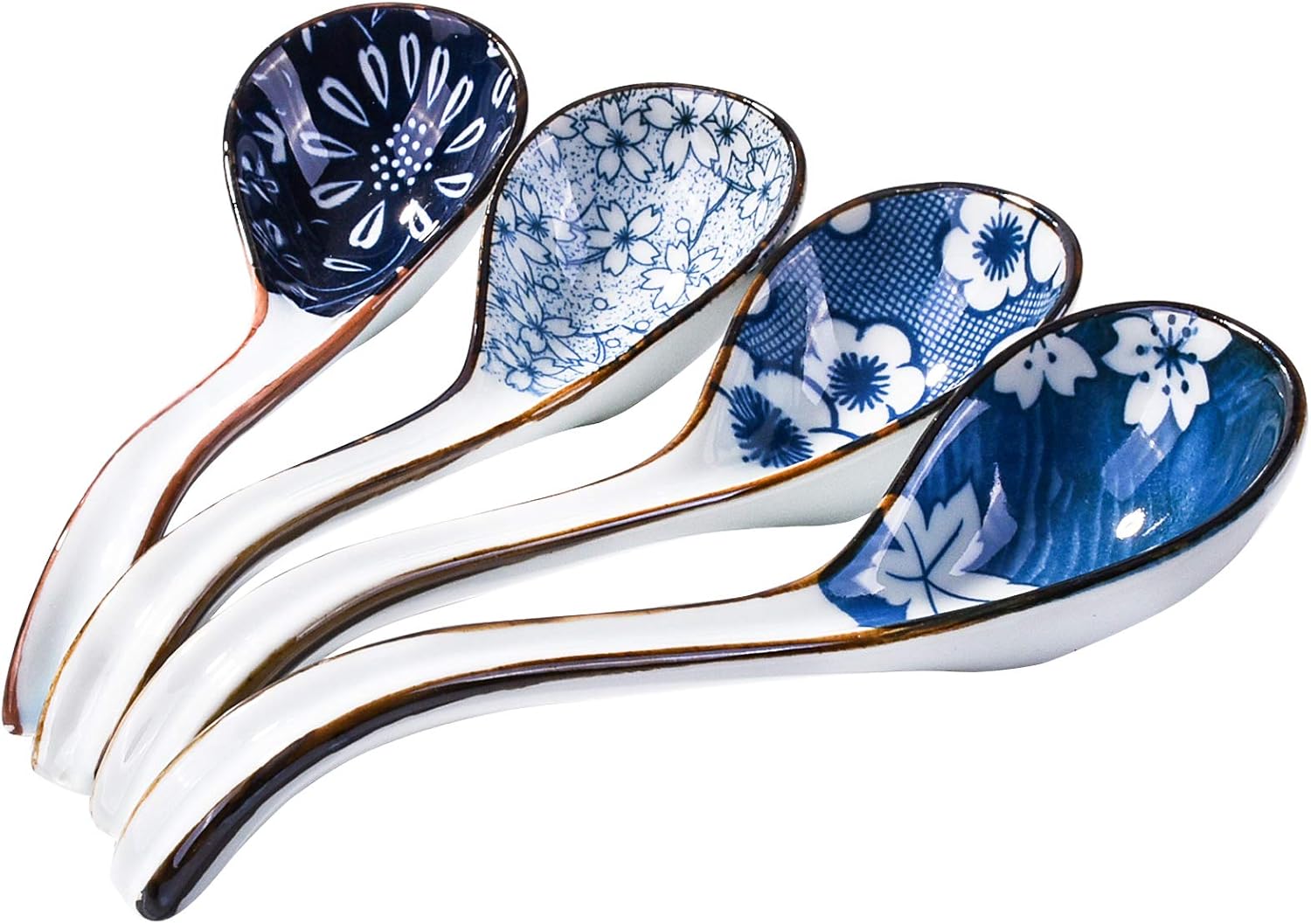Amazon.com: Asian Large Spoons set of 4 Japanese and Korean Ceramic ...