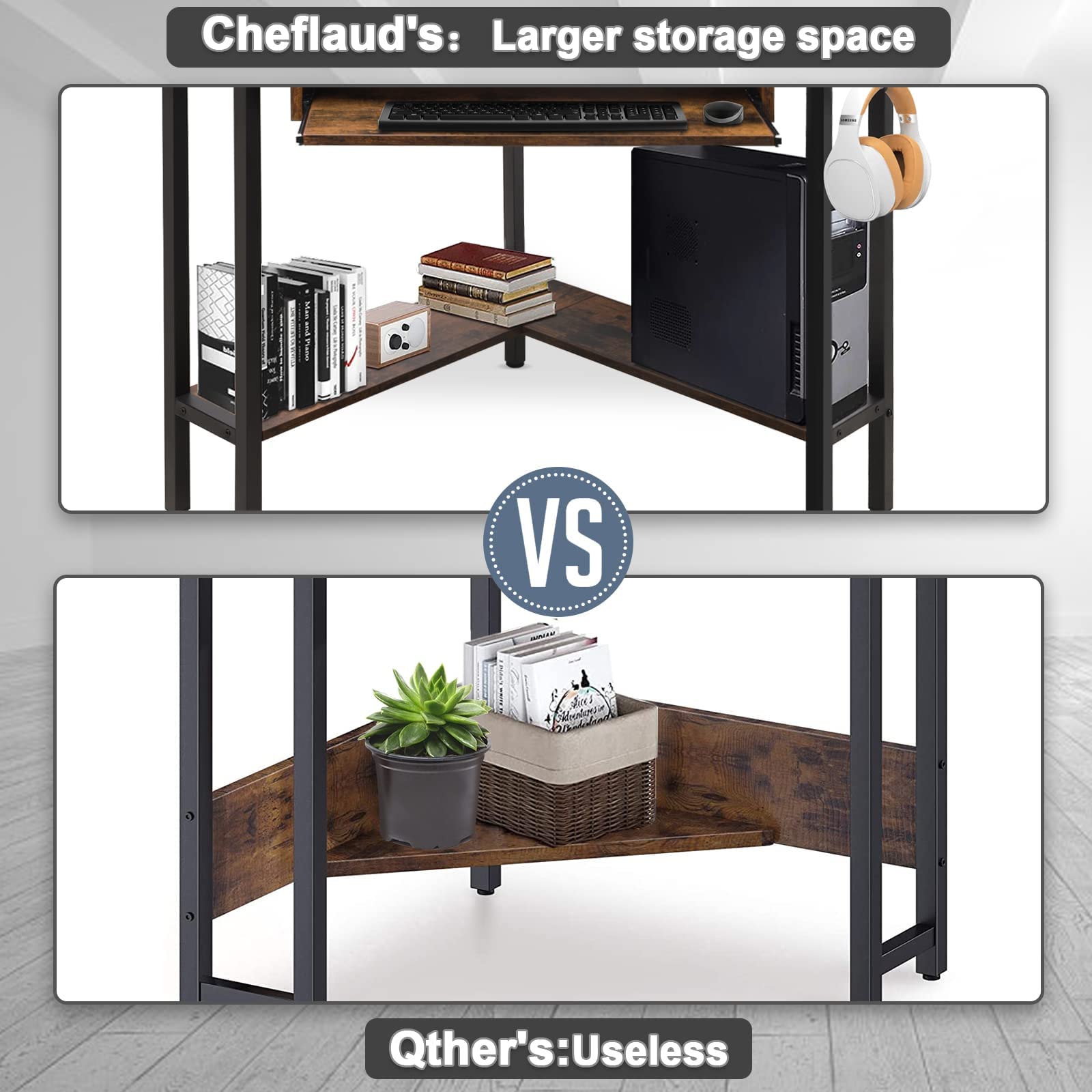 Cheflaud Corner Desk for Small Spaces, Triangle Computer Desk with ...