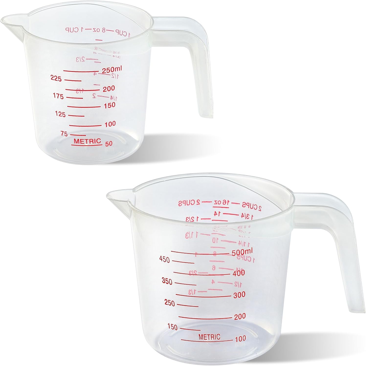Amazon.com: 2PCS Measuring Cups, MONGSEW Plastic Liquid Measuring Cup ...
