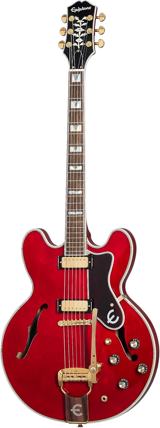 Amazon.com: Epiphone 150th Anniversary Sheraton, Cherry with Hard Case ...