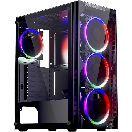 ESGAMING Gaming PC Gehäuse ATX Mid Tower Gehäuse mit 4x120mm RGB ...
