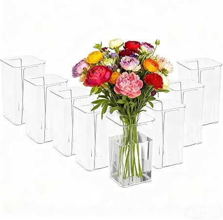 Amazon.com: Yesdate 8-Piece Plastic Vases for Centerpieces, Flower ...