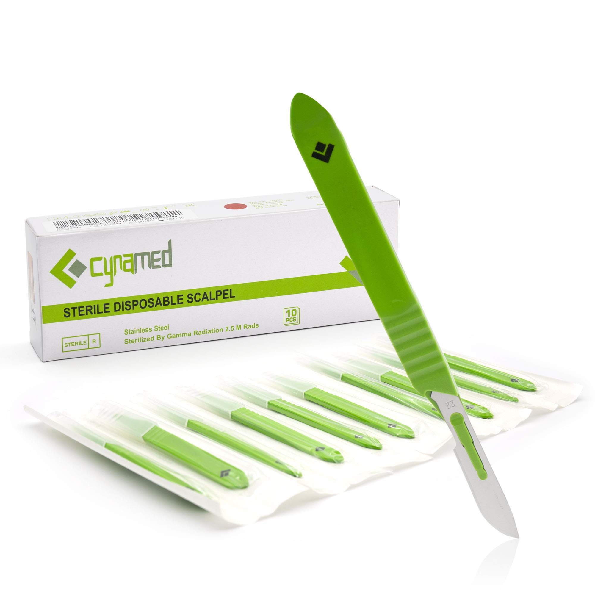 Cynamed Disposable Scalpels with Graduated Handles, Surgical Stainless ...