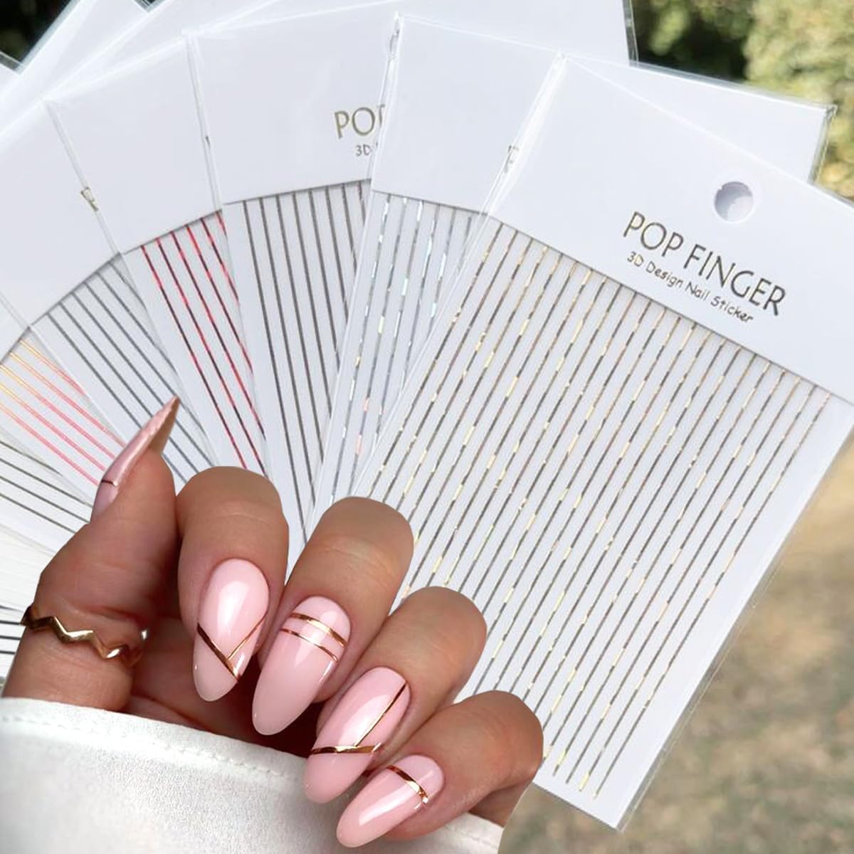 Amazon.com: 10 Sheets Line Nail Art Stickers 3D Metallic Curve Stripe ...