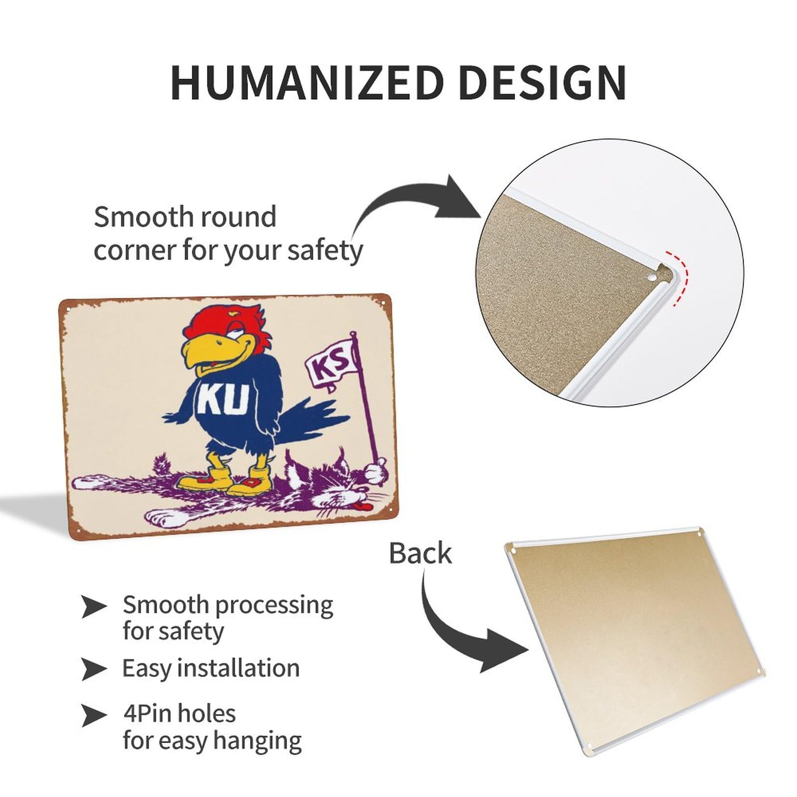 Snapklik.com : Fifties Kansas Jayhawk Cartoon Art Tin Poster, Ideal ...