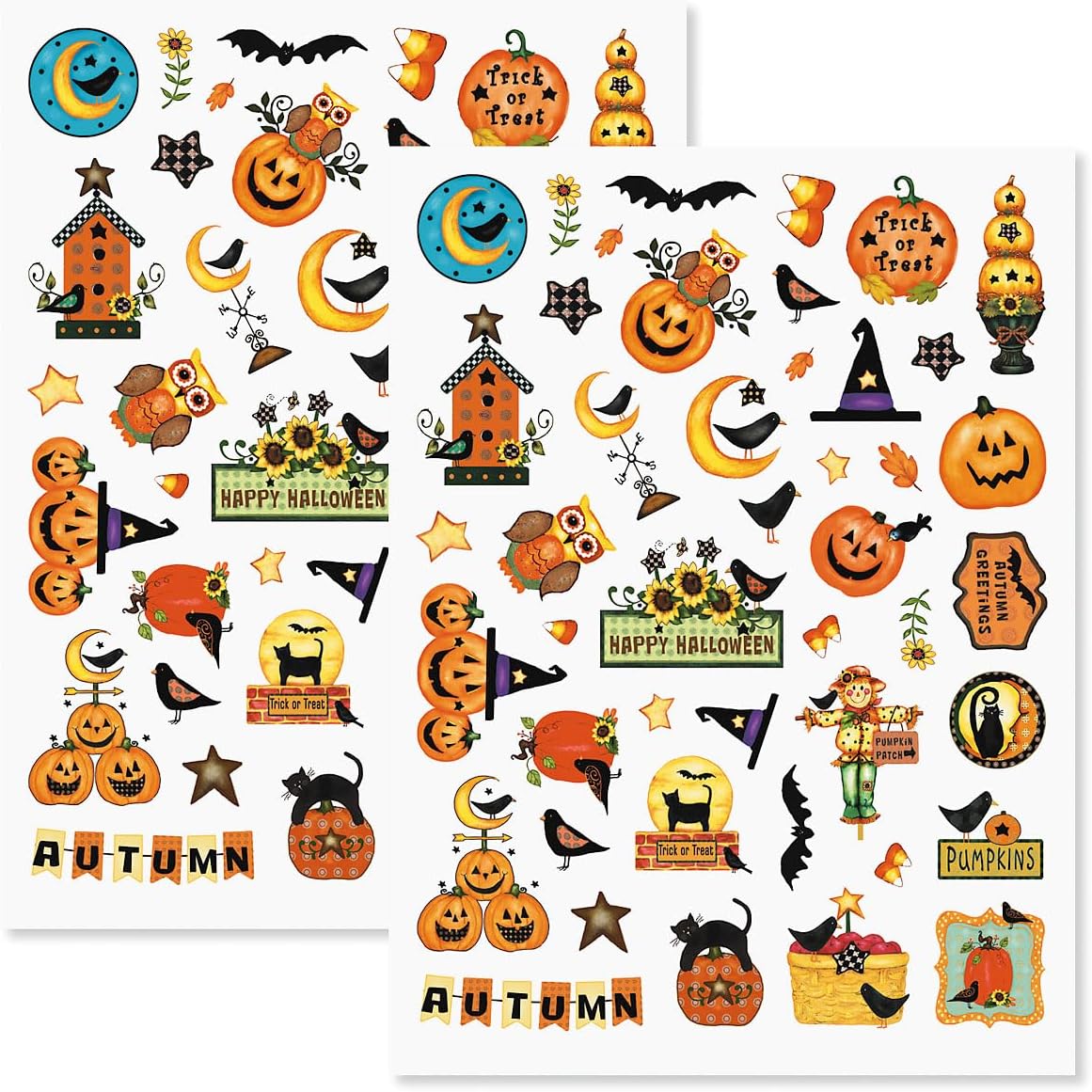 Amazon.com: Halloween Jack O' Lantern Stickers - 2 Sheets, 90 Stickers ...
