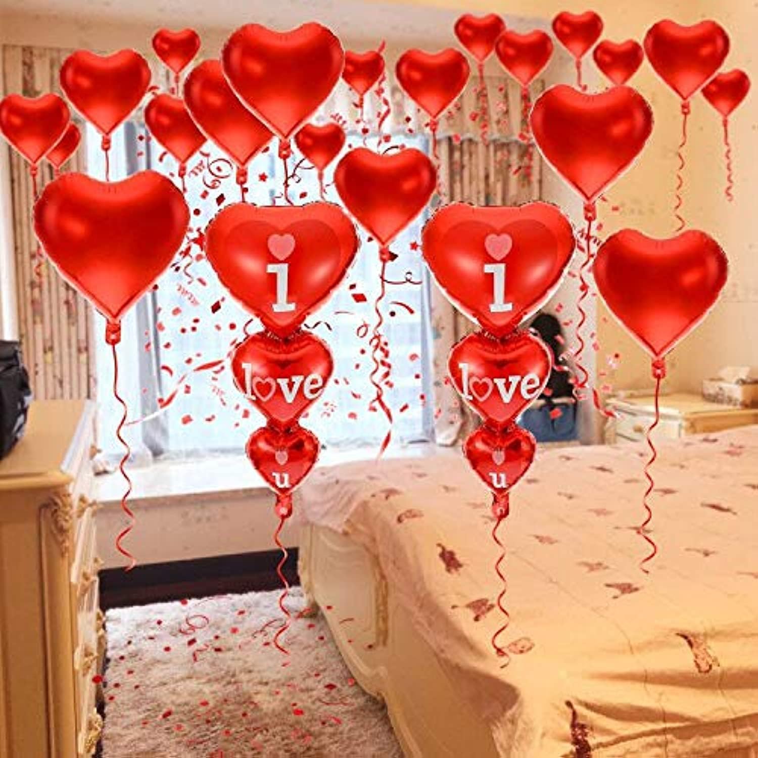 Dilwe 50 Globos Rojos en Forma de corazón para decoración de San ...