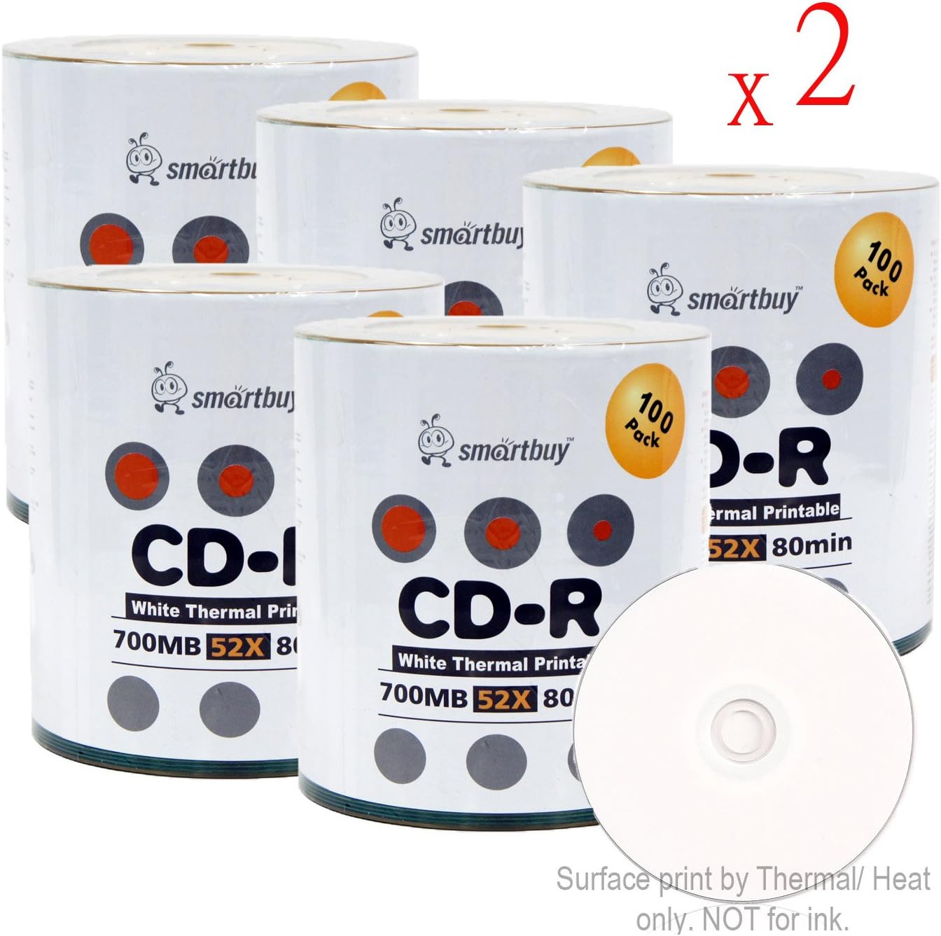 Amazon.com: Smartbuy 1000-disc 700mb/80min 52x CD-R White Thermal Hub ...