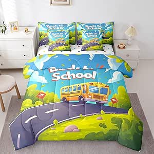Amazon.com: Erosebridal Cute School Bus Bedding Twin Size 7pcs, Cartoon ...