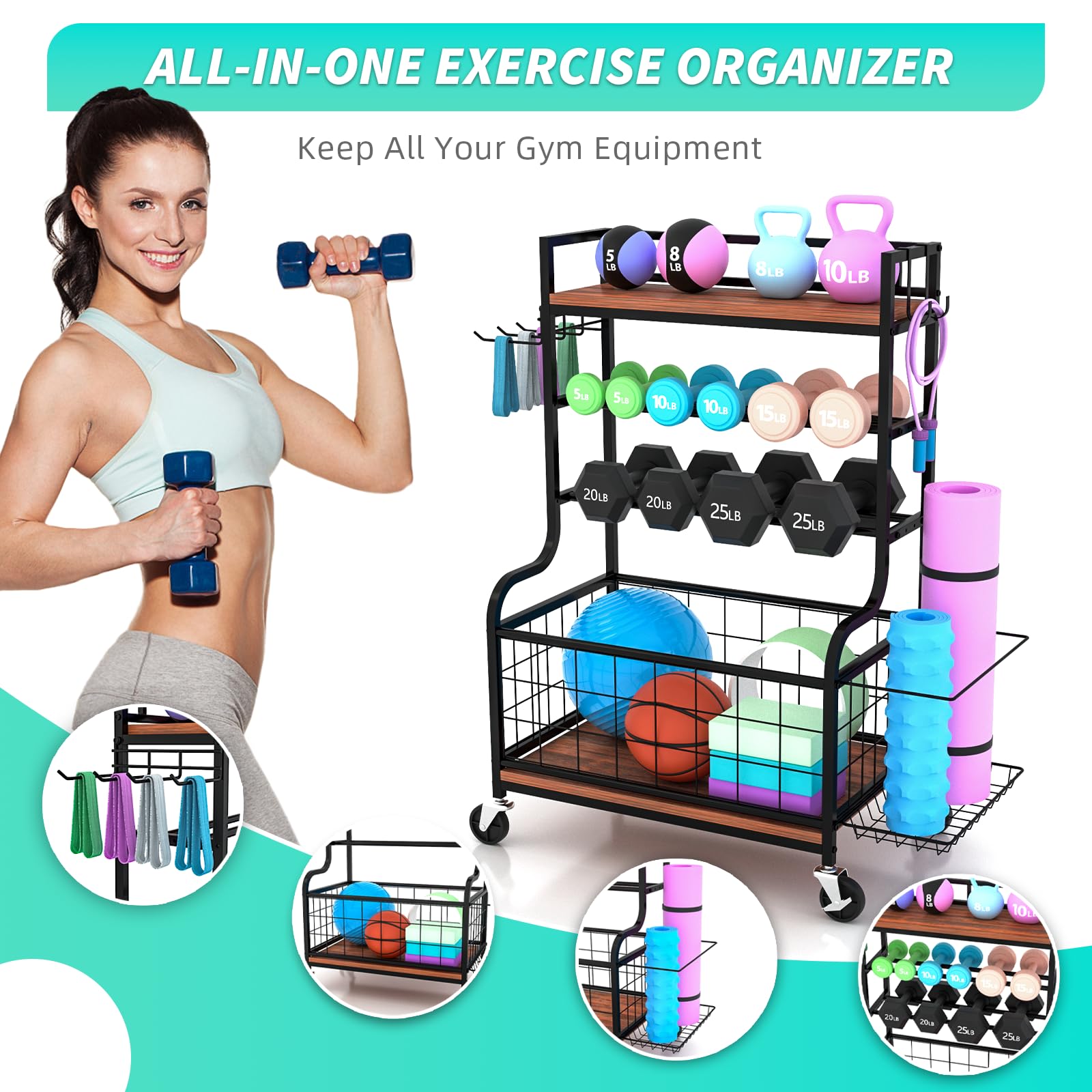 Likein Weight Rack for Home Gym, Adjustable Dumbbell Rack, Home Gym ...
