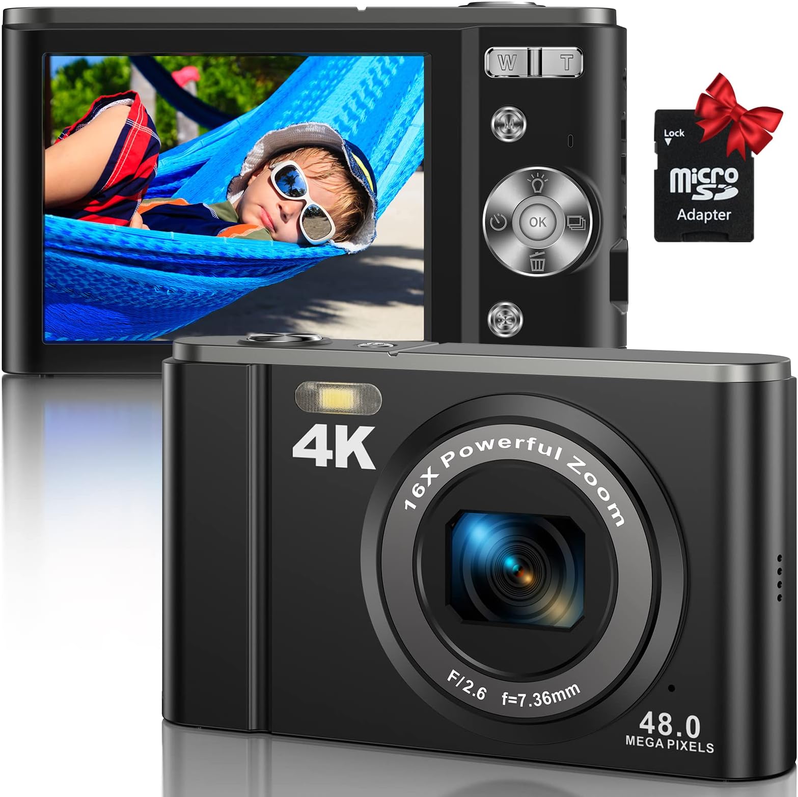 Amazon.com : 4K 48MP Digital Compact Pocket Camera with 16X Zoom 32GB ...