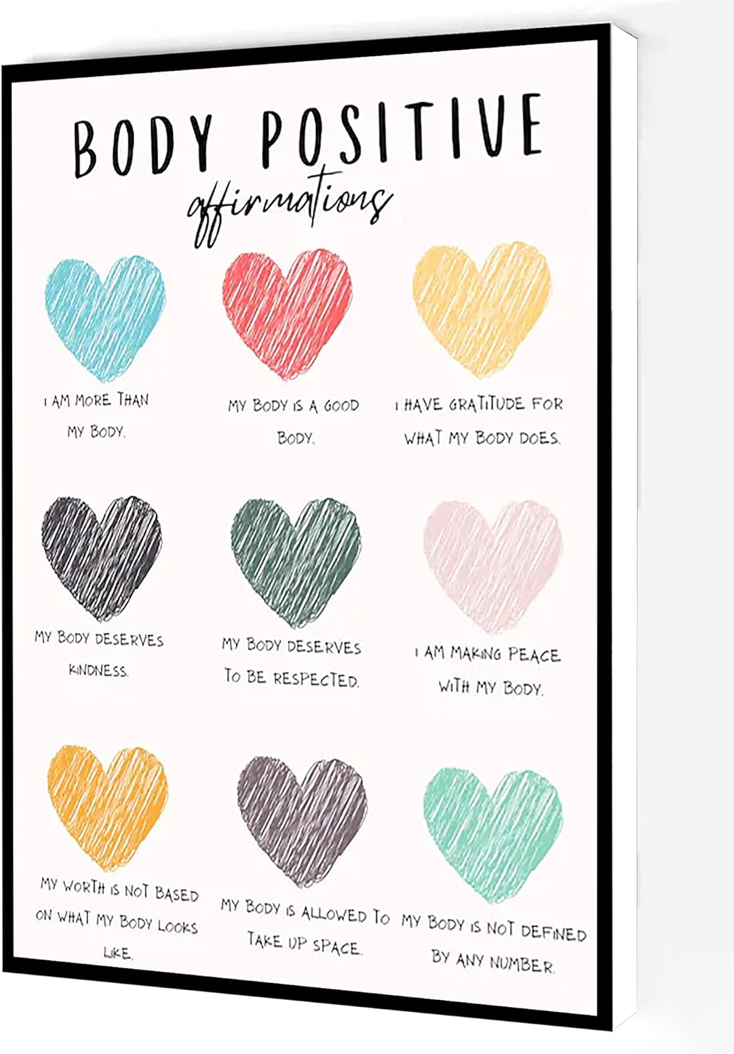 Amazon.com: Body Positive Affirmations Canvas Wall Art,Mental Health ...