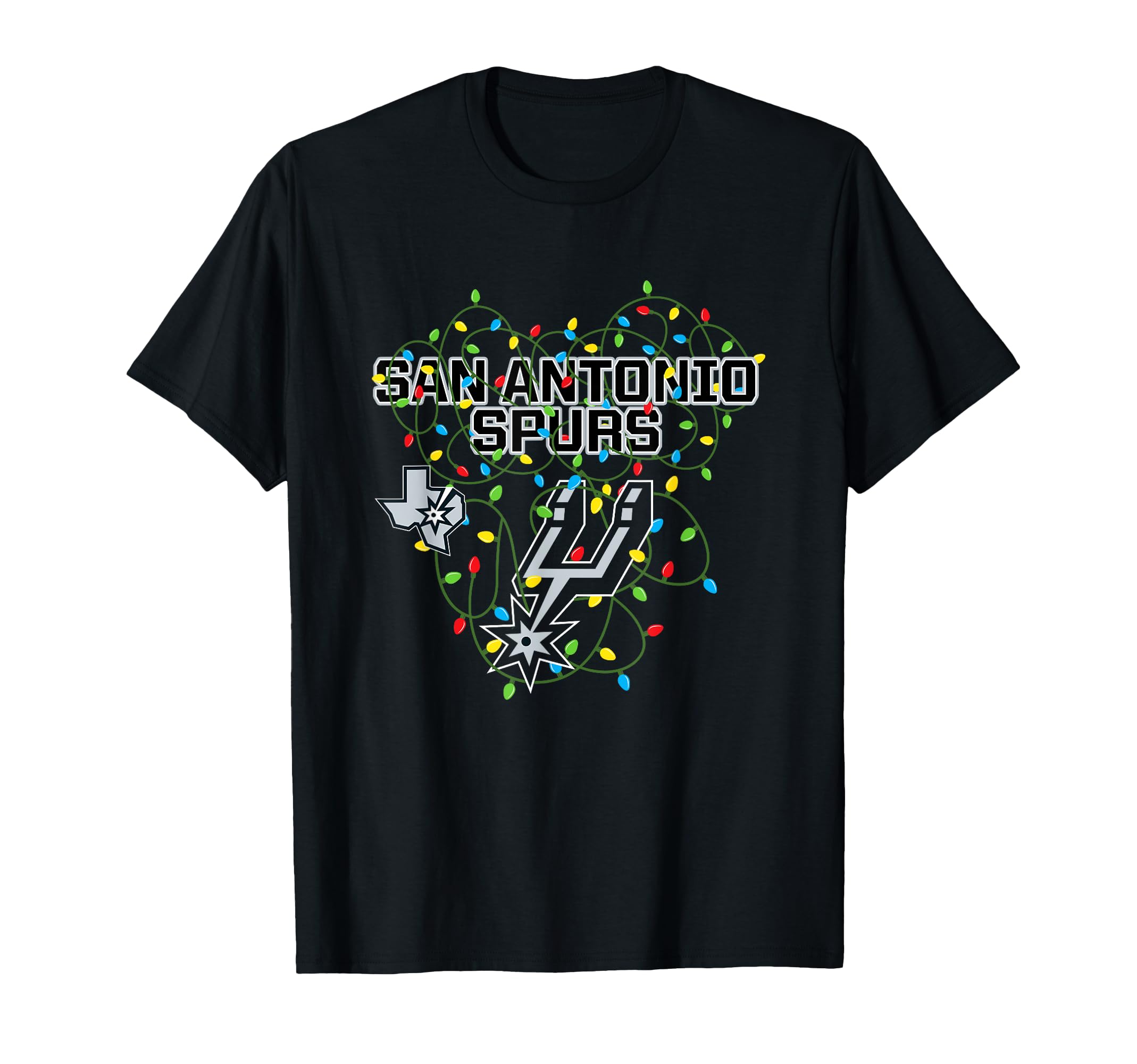Amazon.com: NBA San Antonio Spurs Christmas Lights Holiday T-Shirt ...