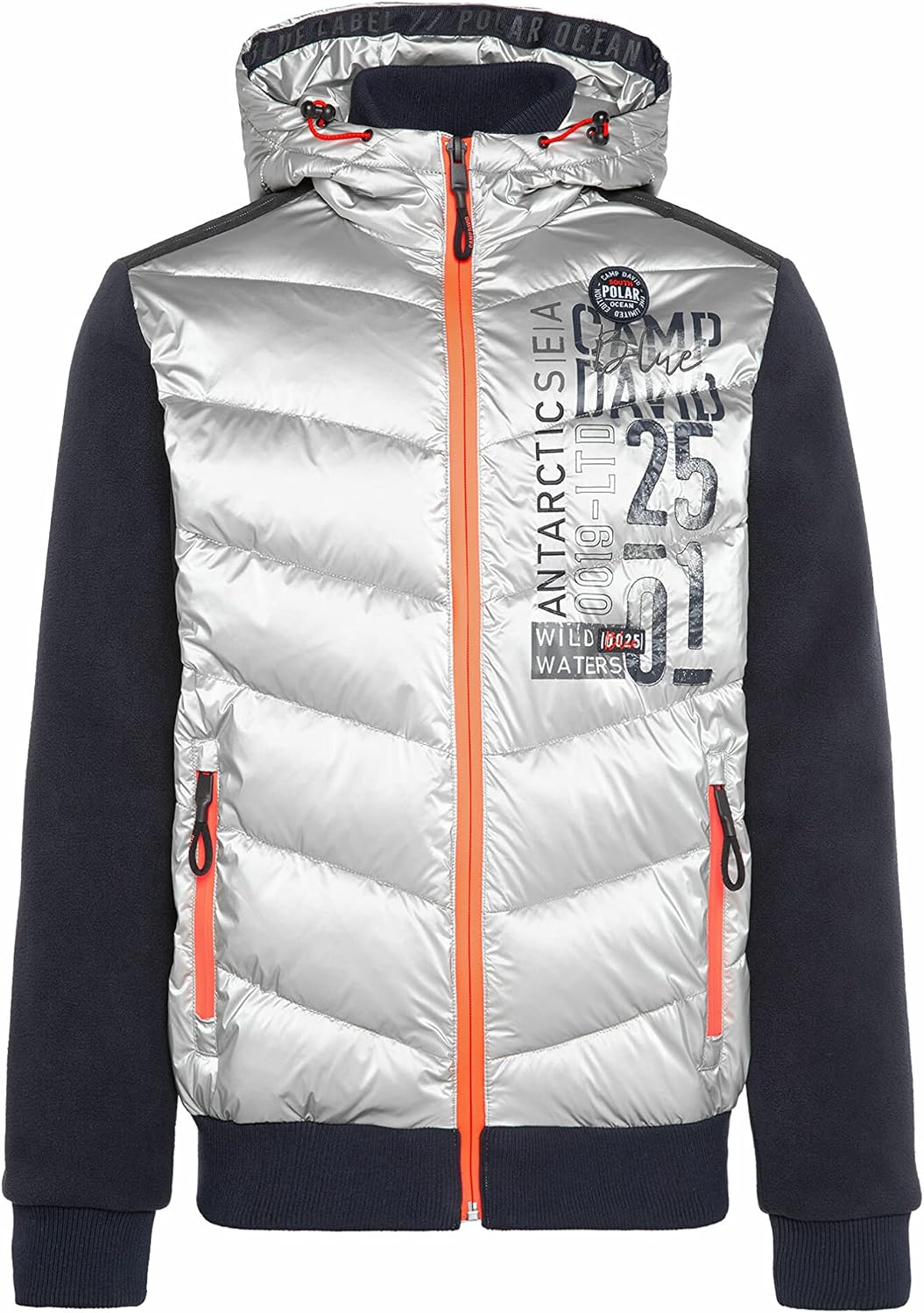 Camp David Herren Fleecejacke im kontrastvollen Materialmix Silver XXL ...