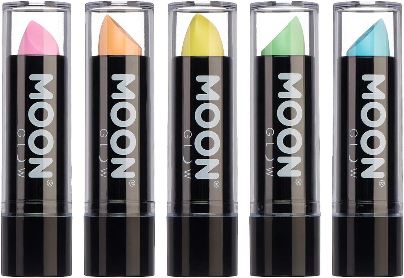 Moon Glow - Blacklight Neon UV Lipstick 4.5g / 0.16oz Pastel Set of 5 ...